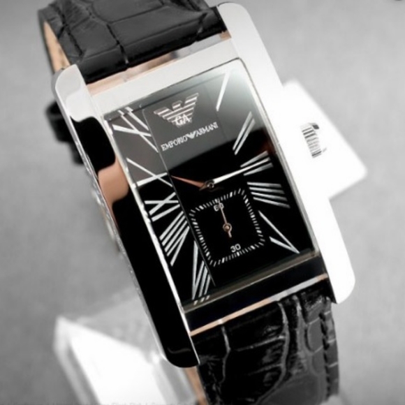Emporio Armani | Accessories | Emporio Armani Ar43 Black Dial Leather ...